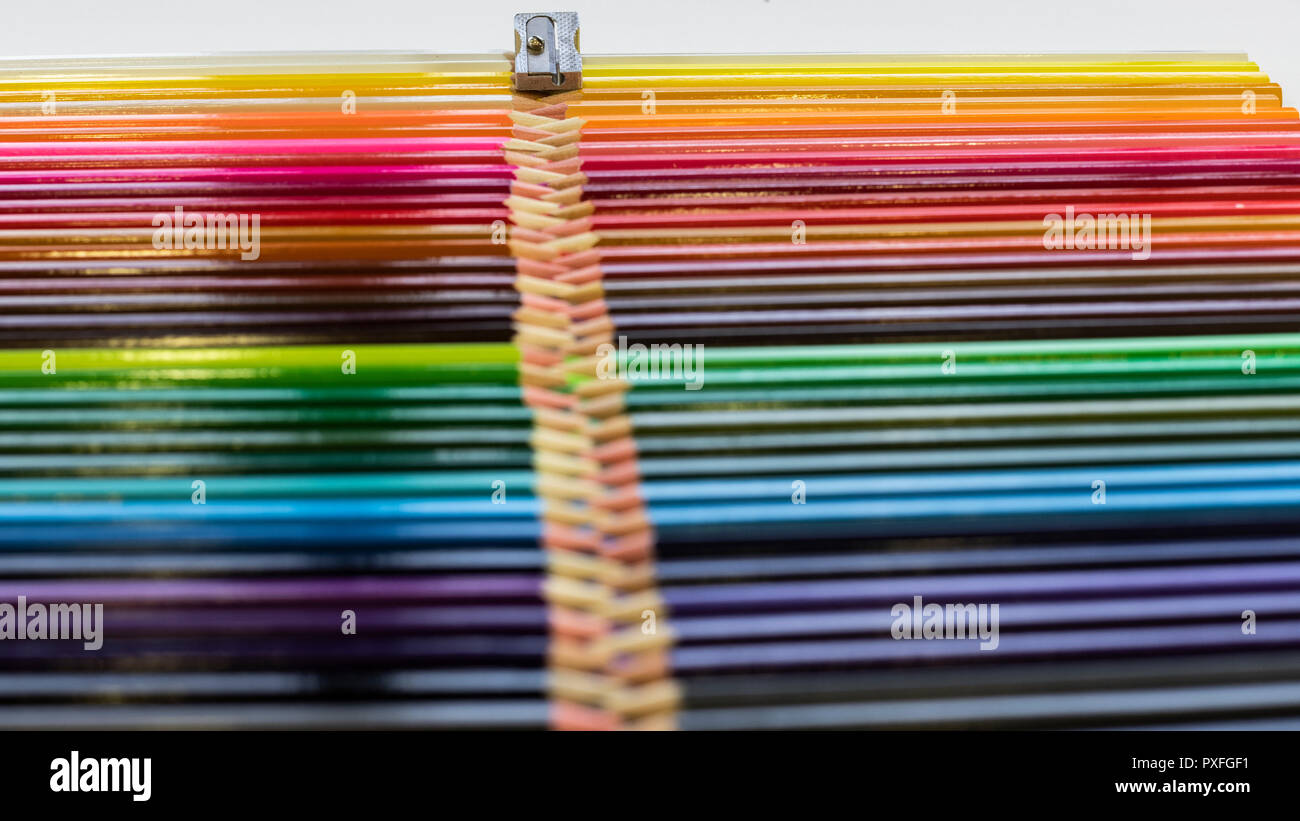 Different shapes with colored pencils Stock Photo - Alamy
