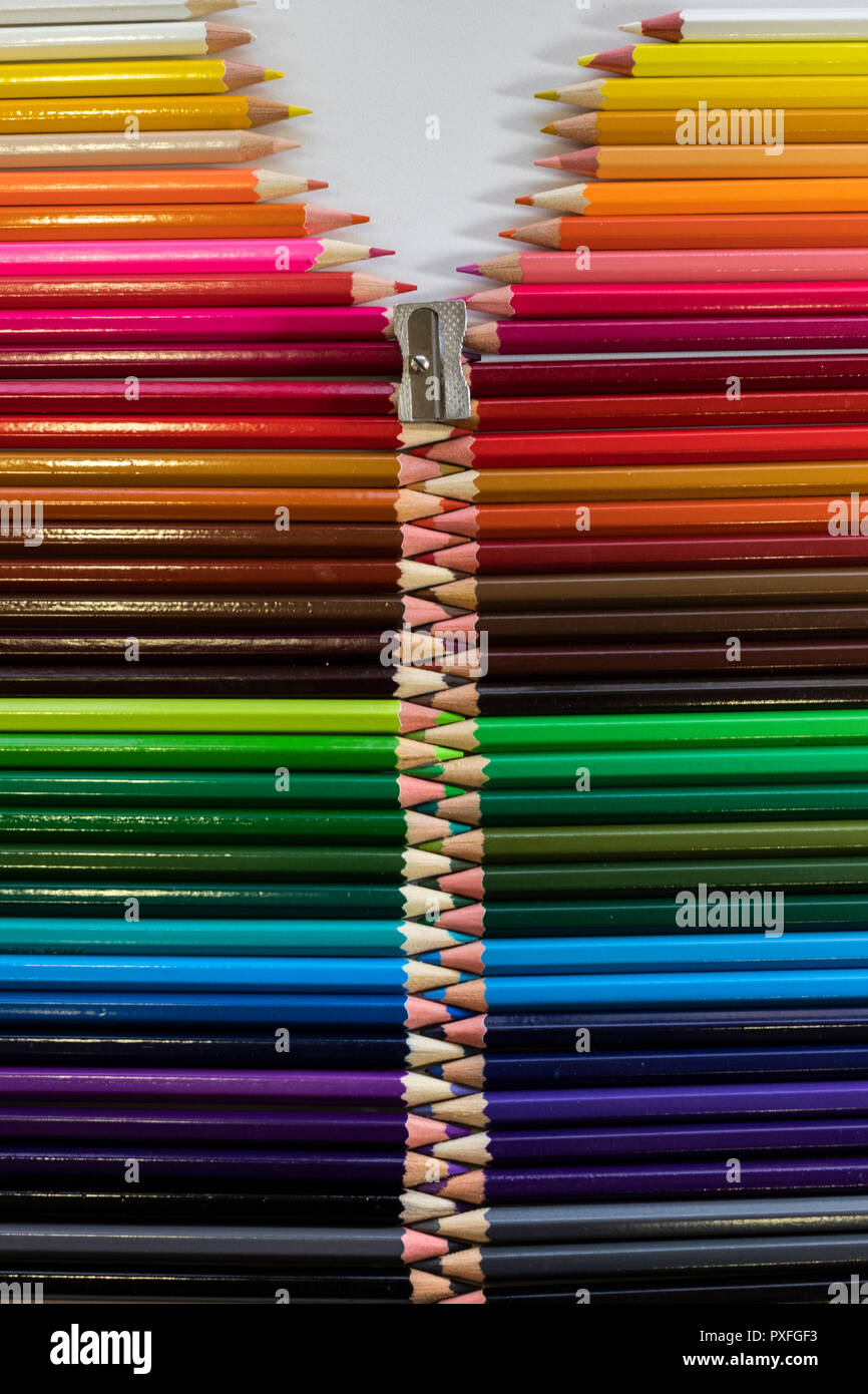 Different shapes with colored pencils Stock Photo - Alamy