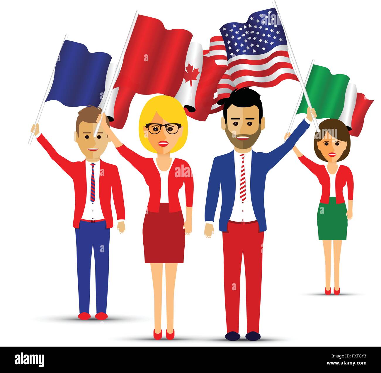 Group of flag waving people Stock Vector Image & Art - Alamy