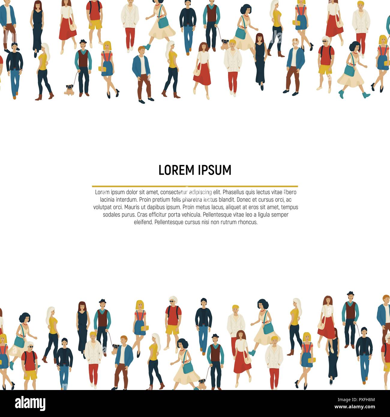 Large group of people in the shape of border. Vector illustration Stock ...