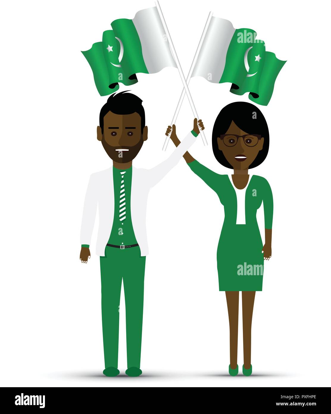 Pakistan flag waving man and woman Stock Vector Image & Art - Alamy