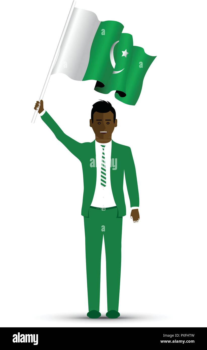 Pakistan flag waving man Stock Vector Image & Art - Alamy