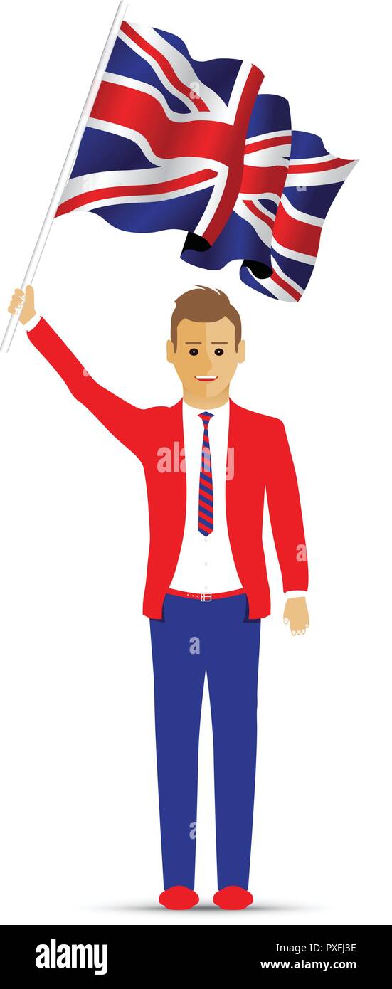 Man waving union jack flag Stock Vector Images - Alamy