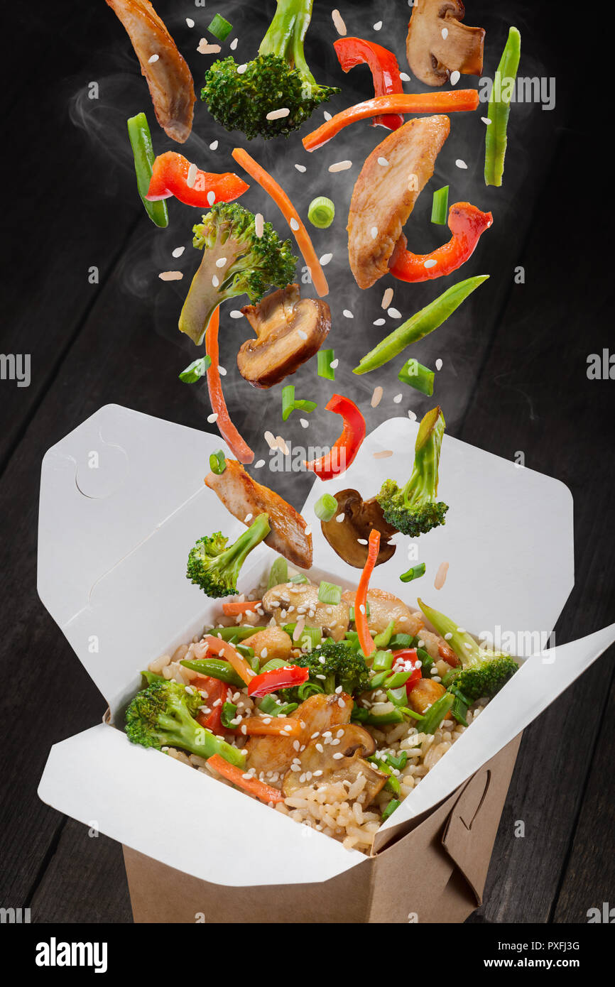 Flying ingredients concept Stock Photo - Alamy