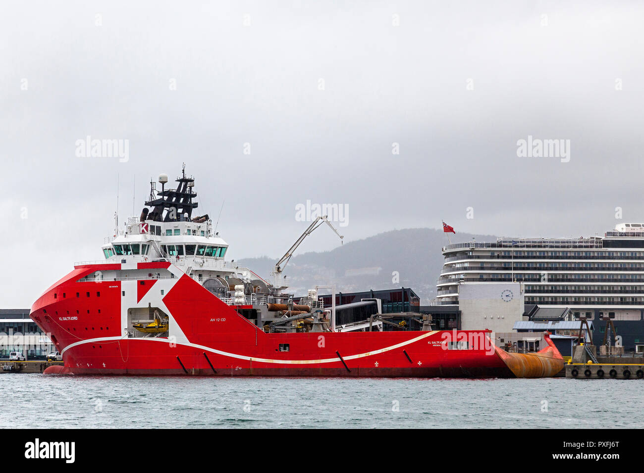 Offshore AHTS anchor handling tug supply vessel KL Saltfjord in the ...