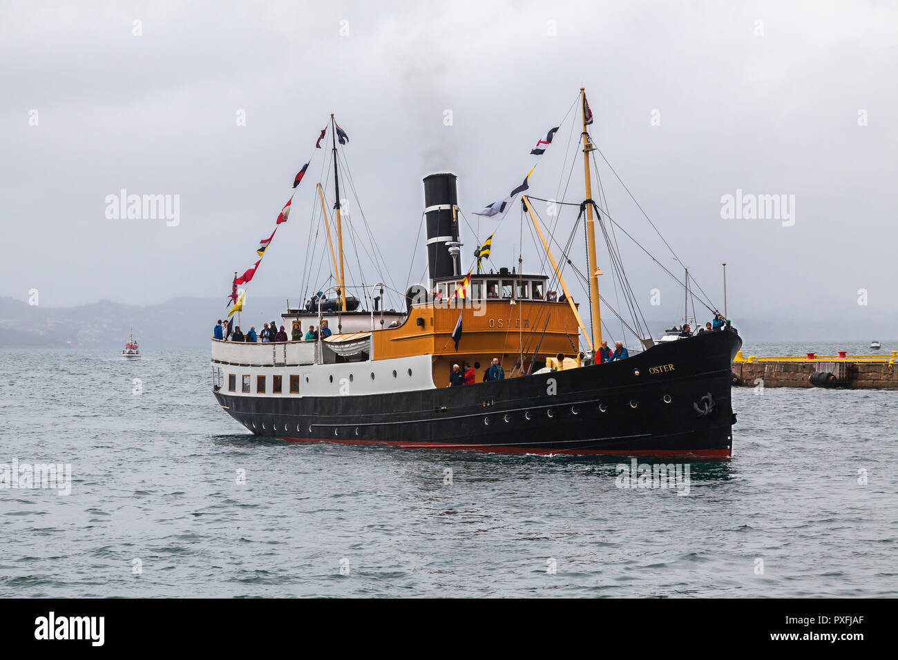 Veteran passenger steam ship Oster, built 1908, arriving from Byfjorden ...