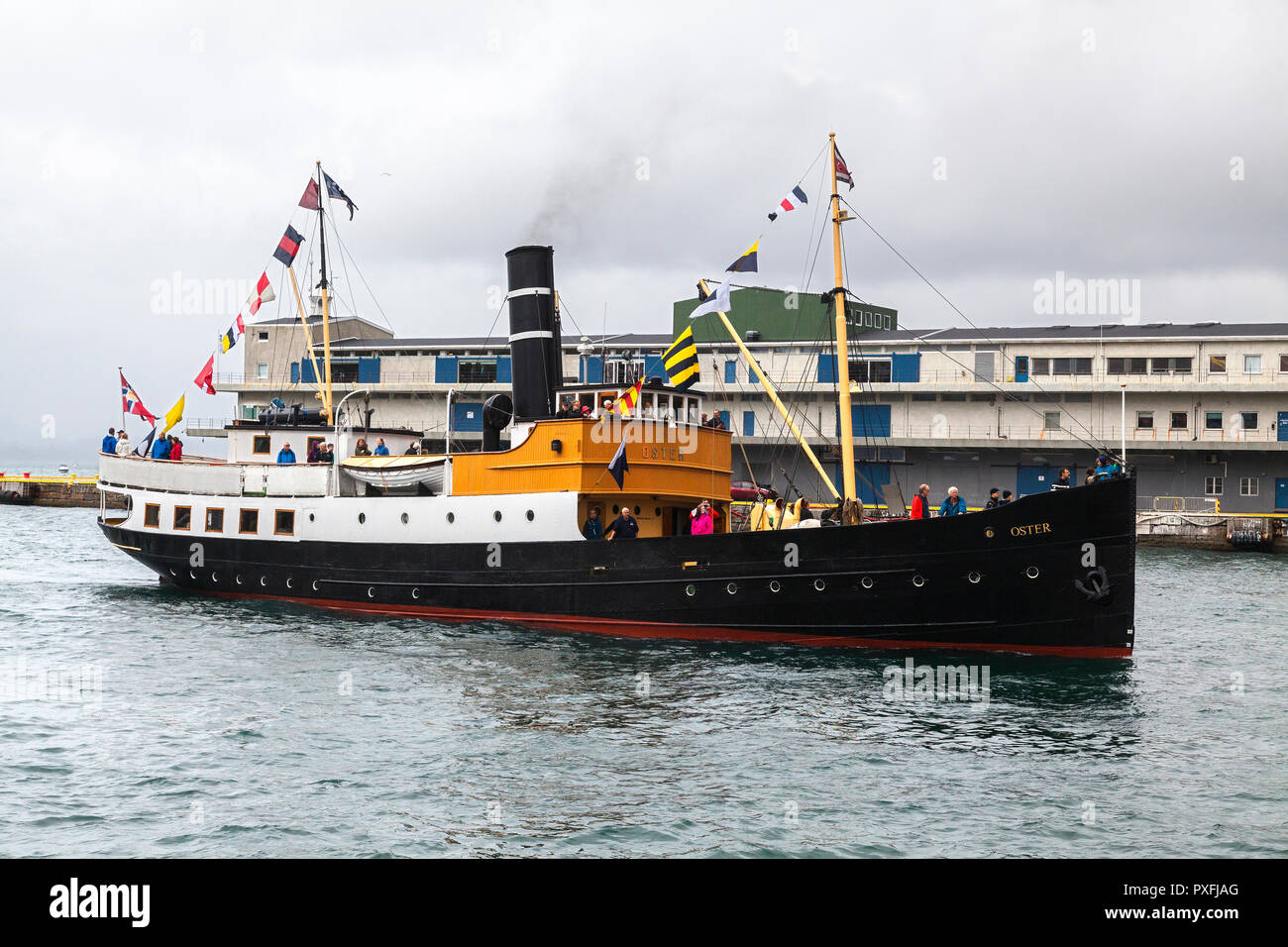 Veteran passenger steam ship Oster, built 1908, arriving from Byfjorden ...