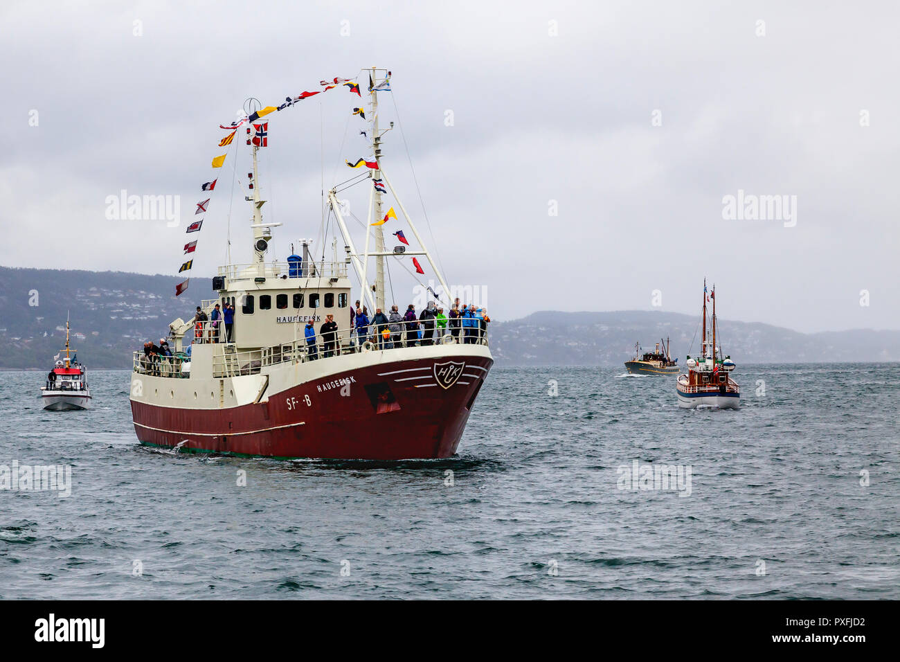 Veteran ocean fishing vessel Haugefisk, built 1978, arriving from ...