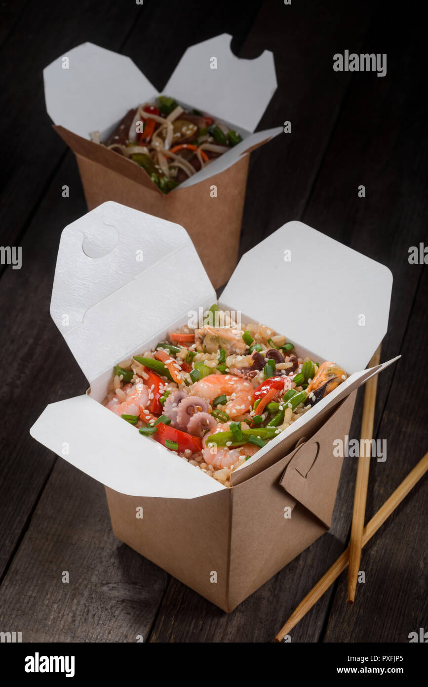Two boxes of Chinese food Stock Photo - Alamy