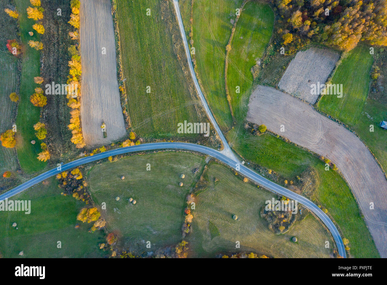 Aerial flight above dirt road hi-res stock photography and images - Alamy