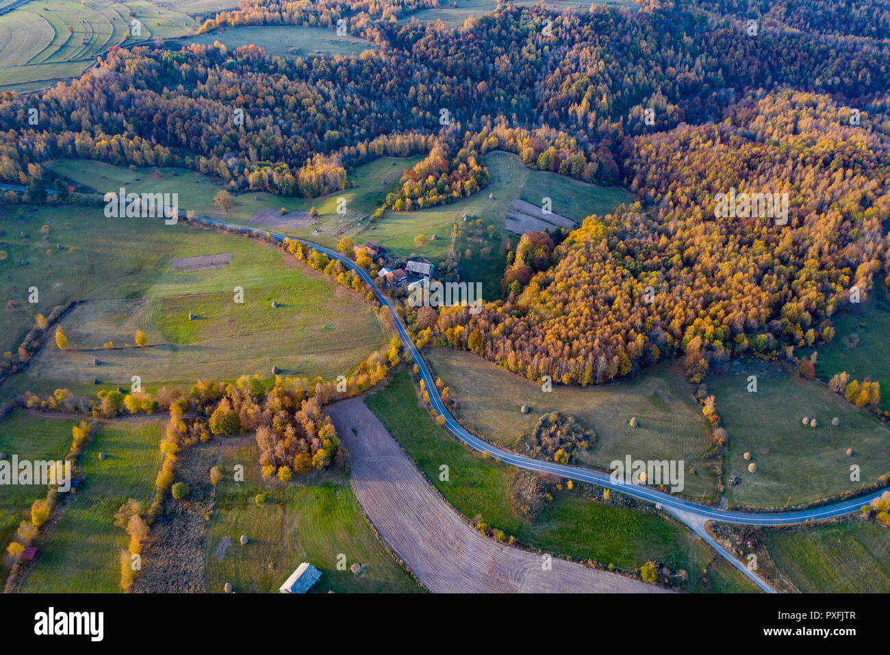 Aerial flight above dirt road hi-res stock photography and images - Alamy