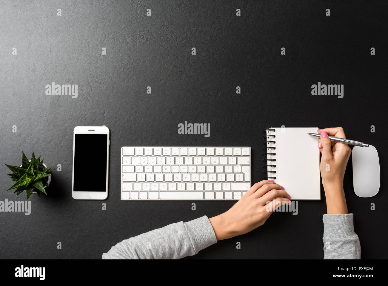 Office desktop. Top view Stock Photo - Alamy