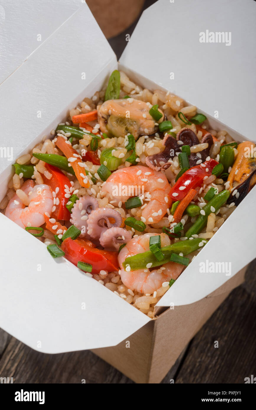 Yummy fried rice in box Stock Photo - Alamy