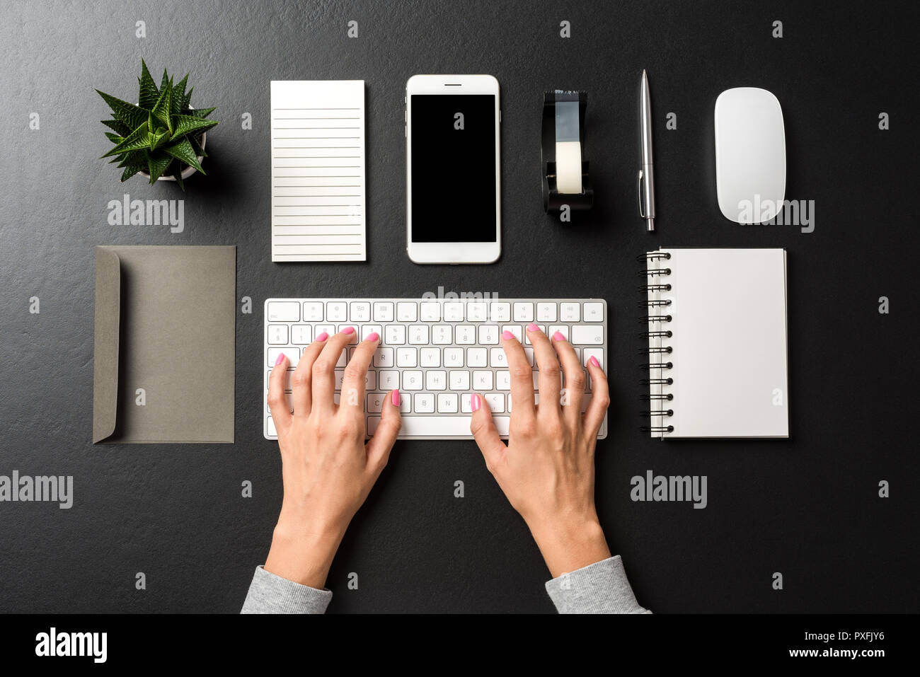 Elegant office desktop. Top view Stock Photo - Alamy