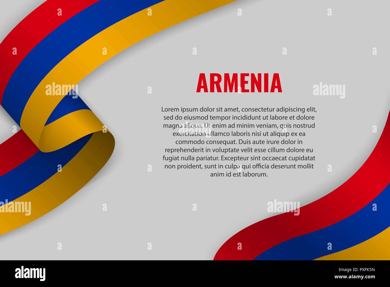Waving ribbon or banner with flag of Armenia. Template for poster ...