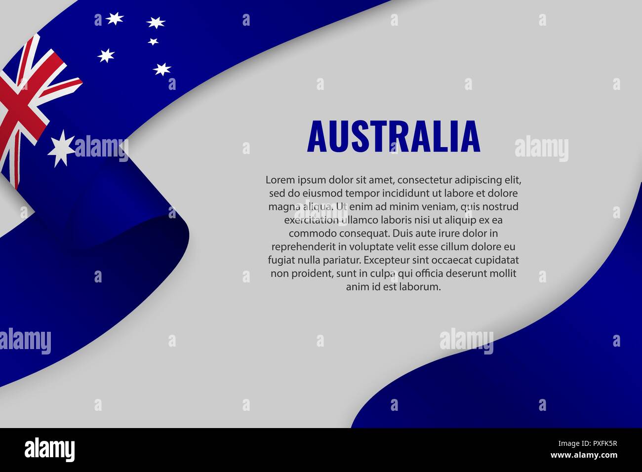 Waving ribbon or banner with flag of Australia. Template for poster ...