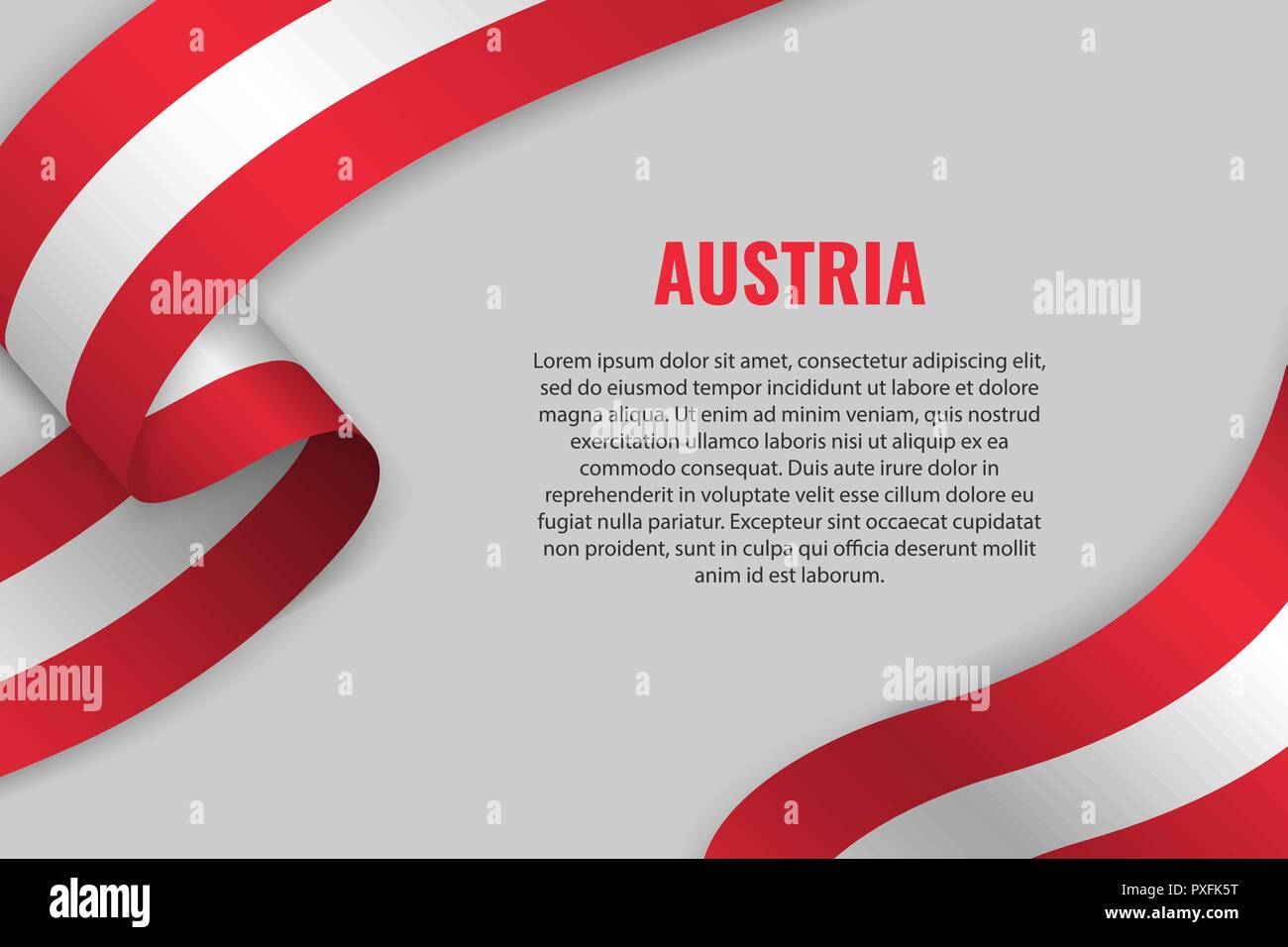 Waving ribbon or banner with flag of Austria. Template for poster ...