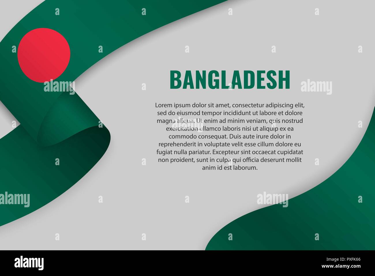Waving ribbon or banner with flag of Bangladesh. Template for poster ...