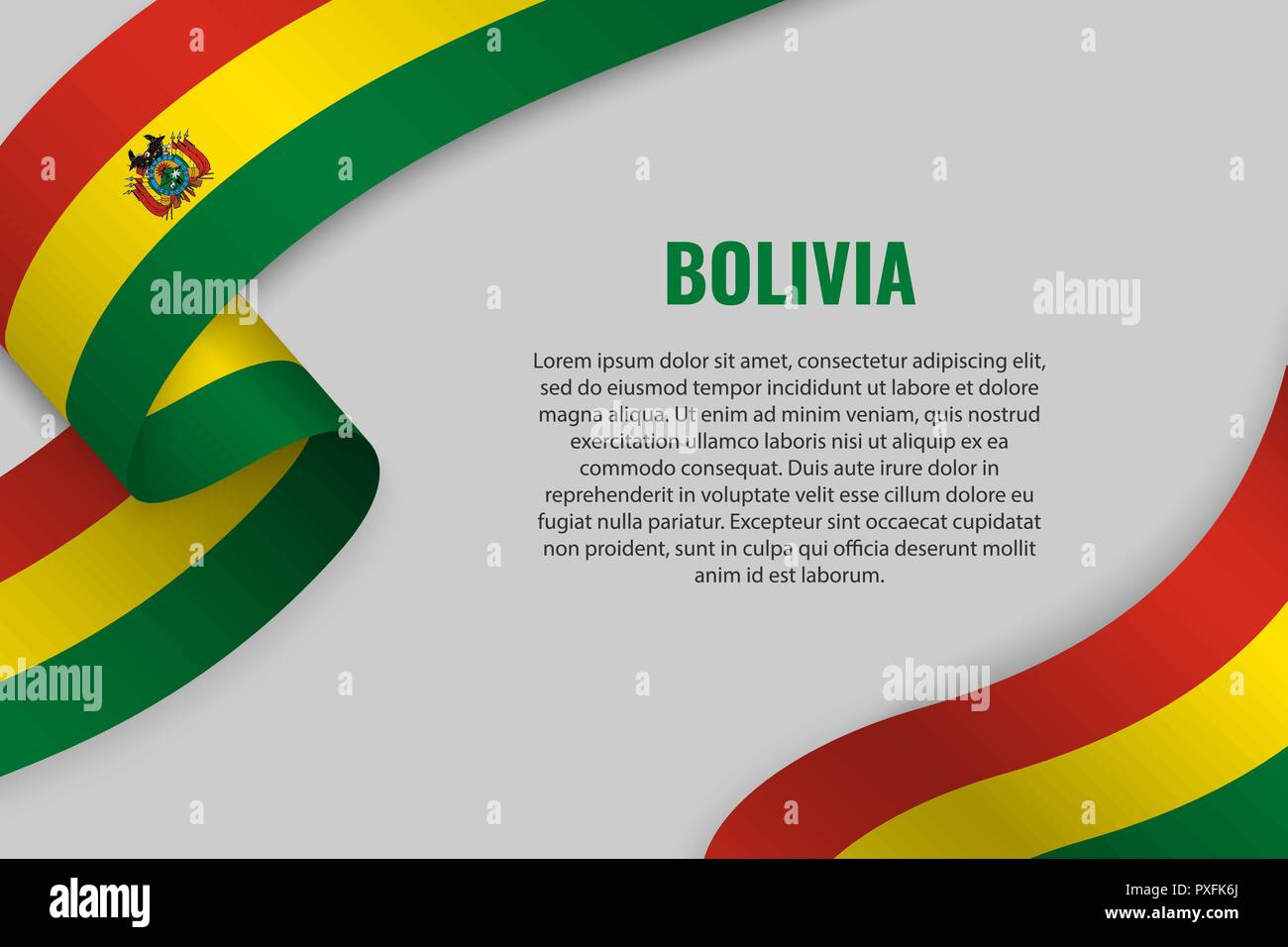 Waving ribbon or banner with flag of Bolivia. Template for poster ...