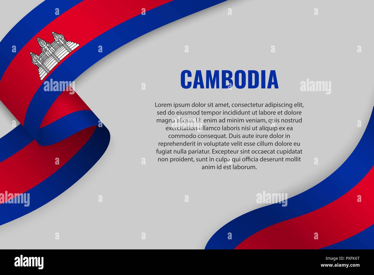 Waving ribbon or banner with flag of Cambodia. Template for poster design Stock Vector Image ...