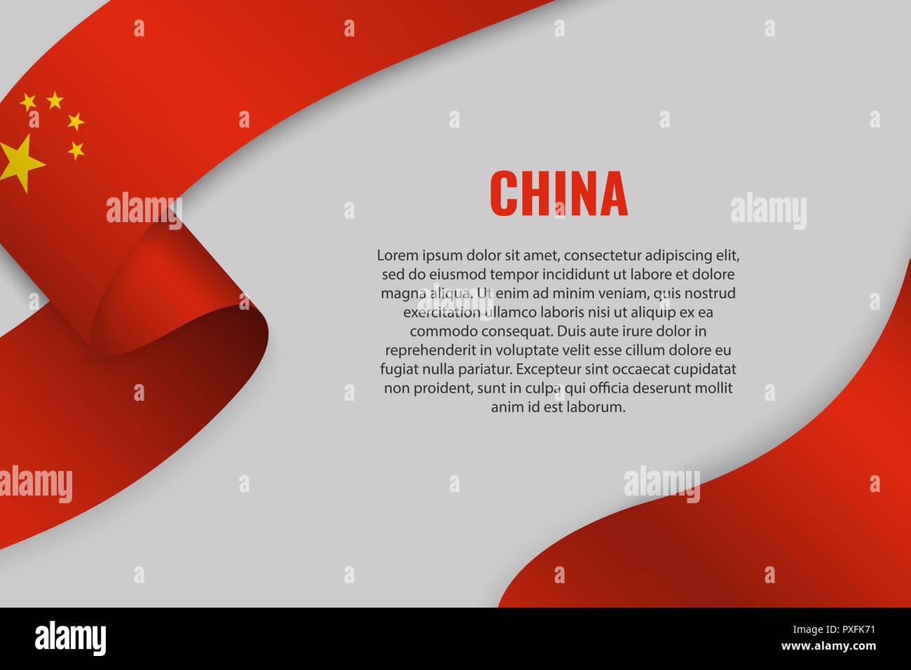 Waving ribbon or banner with flag of China. Template for poster design ...