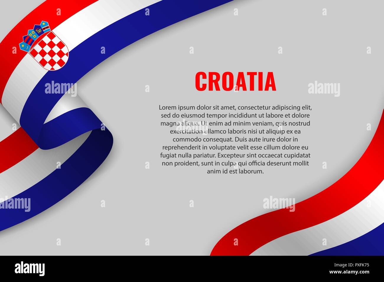Waving ribbon or banner with flag of Croatia. Template for poster ...