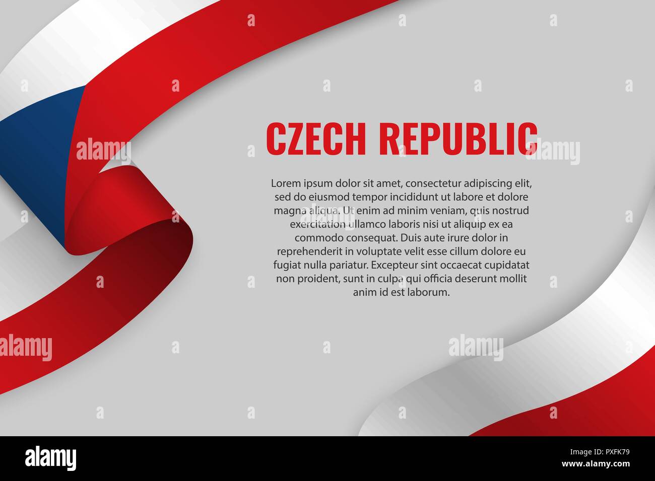 Waving ribbon or banner with flag of Czech Republic. Template for ...