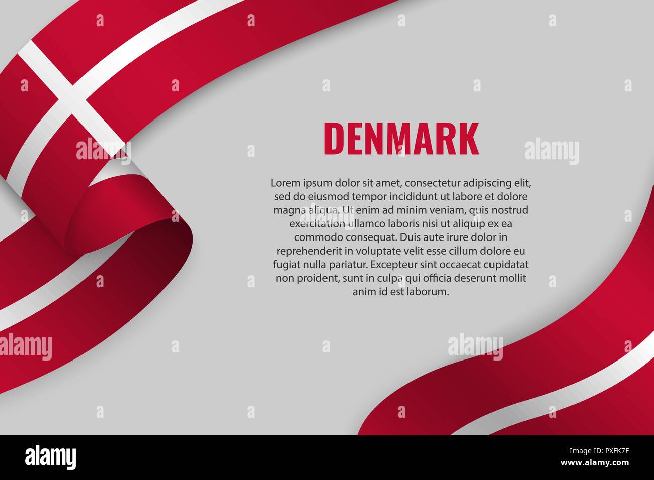 Waving ribbon or banner with flag of Denmark. Template for poster ...