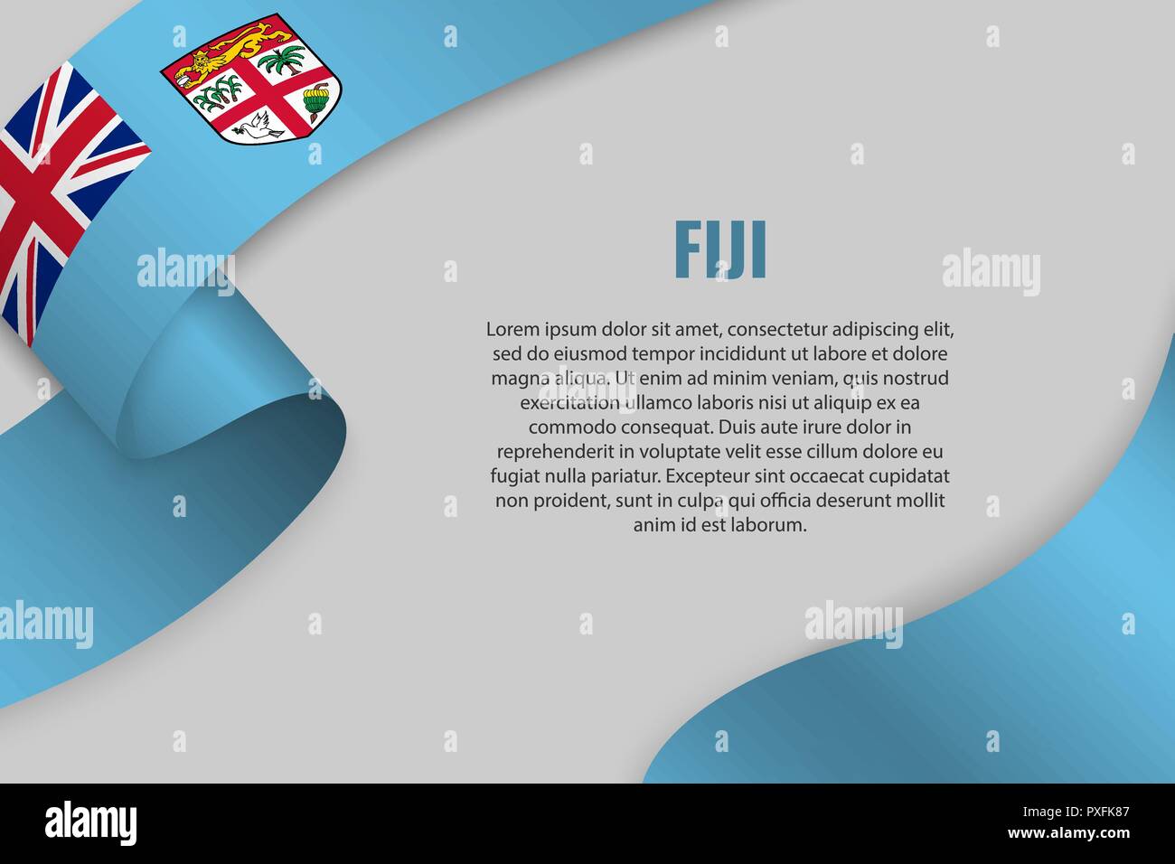 Waving ribbon or banner with flag of Fiji. Template for poster design Stock Vector Image & Art ...