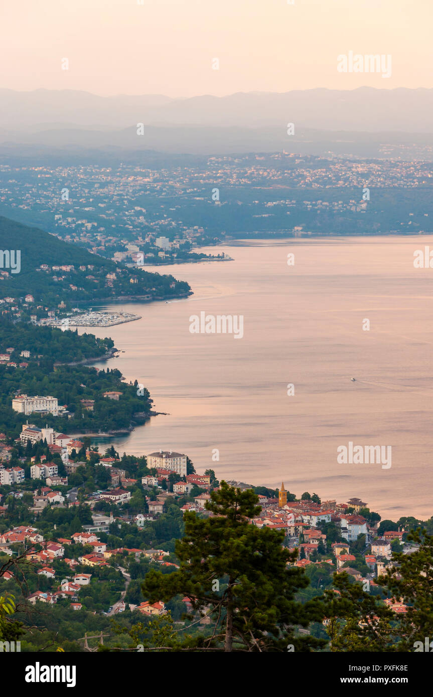 Sunset above the Adriatic Sea Bay in Norhtern Croatia. Istria is the ...