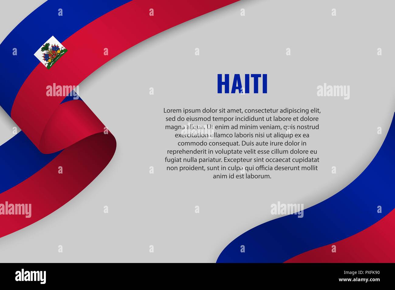 Waving ribbon or banner with flag of Haiti. Template for poster design ...