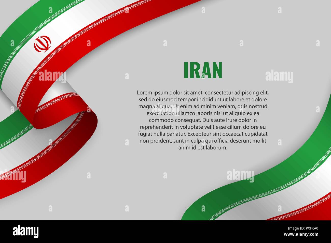 Waving ribbon or banner with flag of Iran. Template for poster design ...