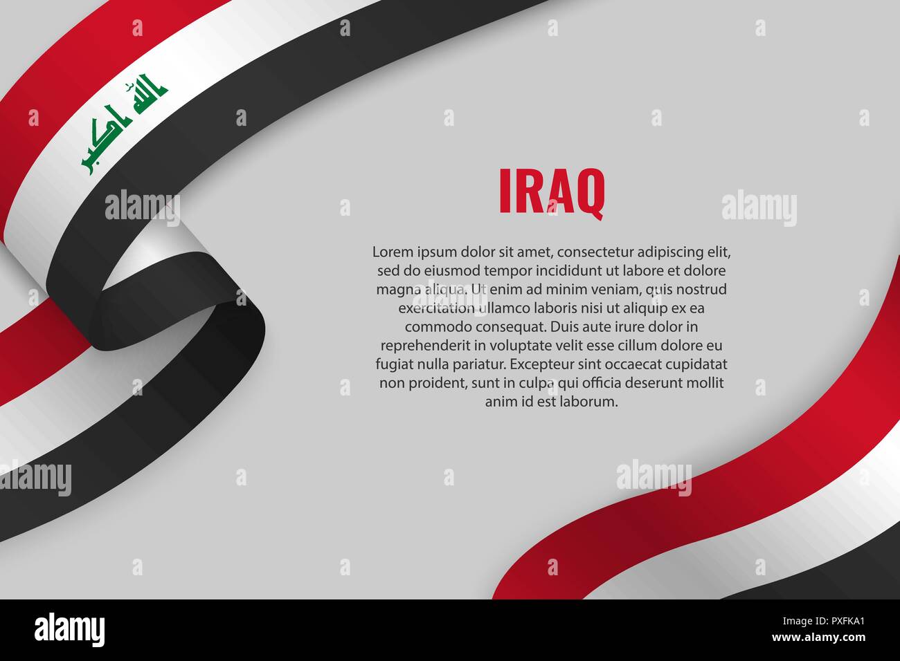 Waving ribbon or banner with flag of Iraq. Template for poster design ...