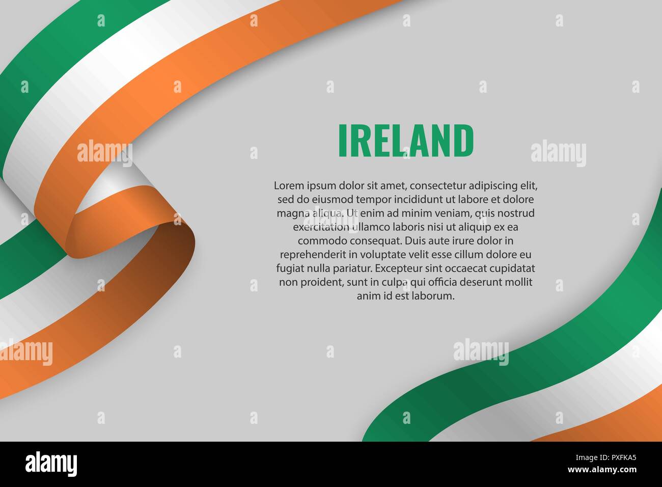 Waving ribbon or banner with flag of Ireland. Template for poster ...