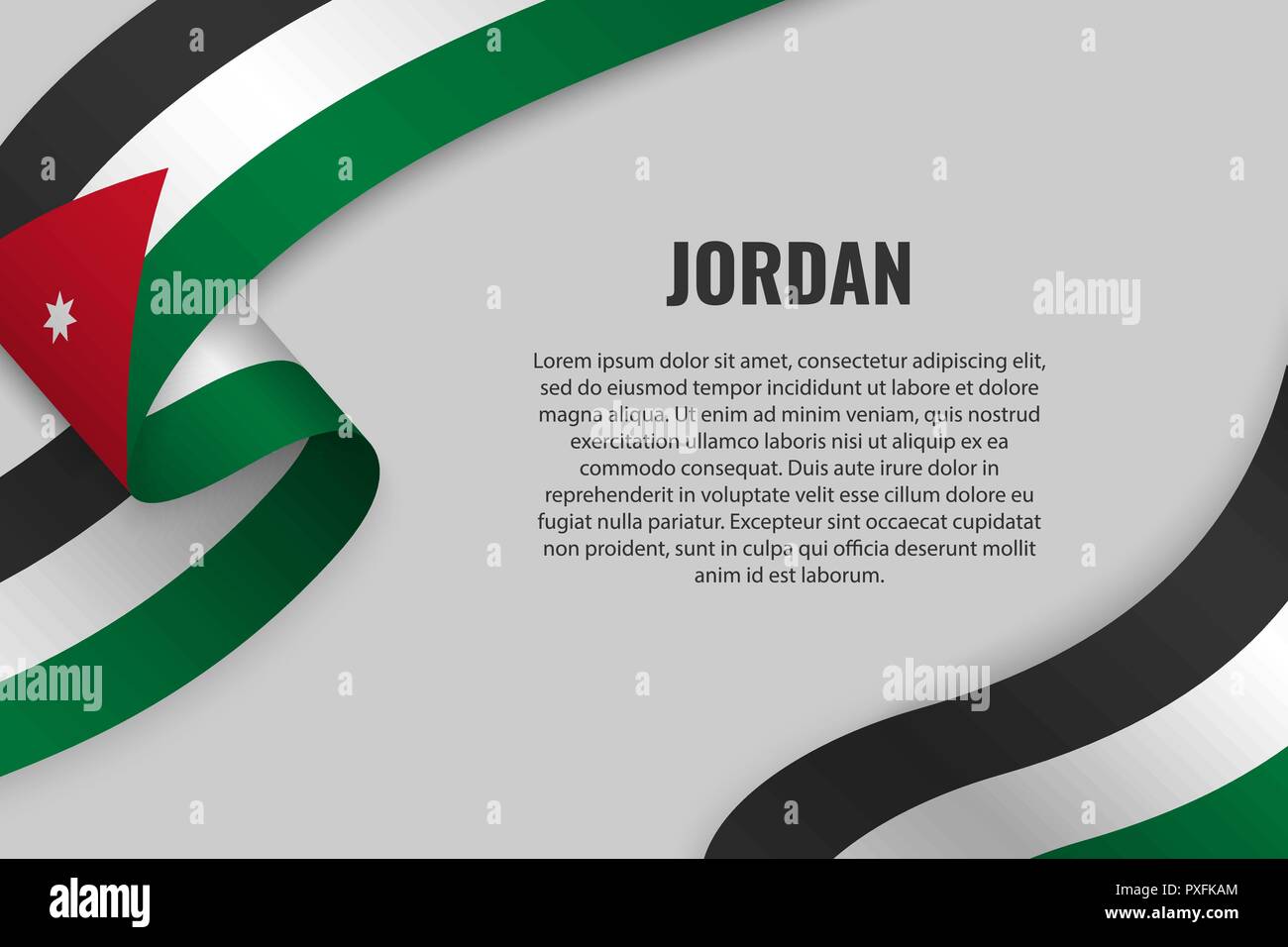 Waving ribbon or banner with flag of Jordan. Template for poster design ...
