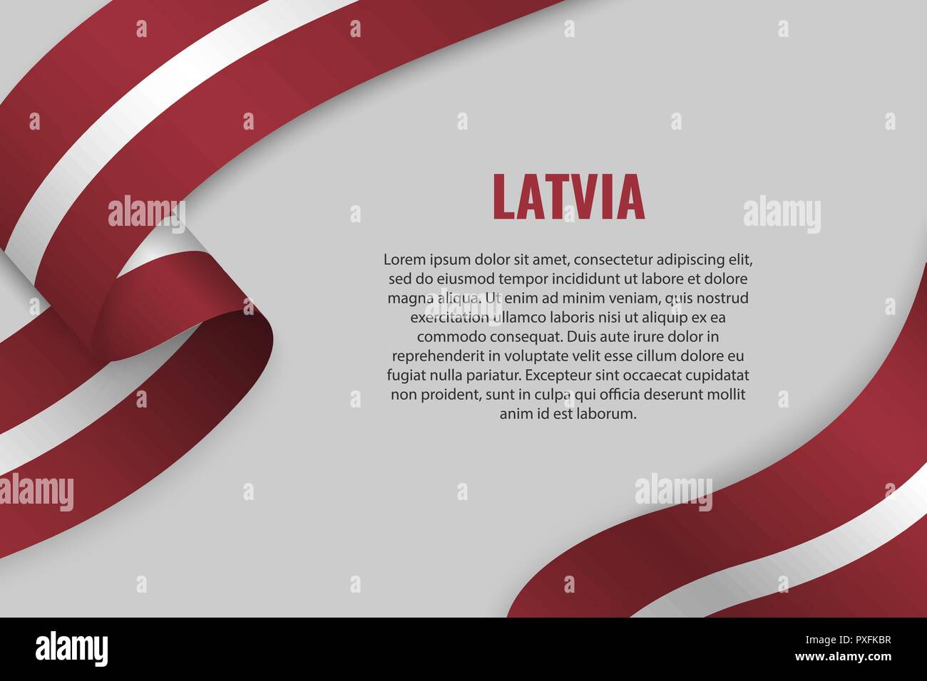 Waving ribbon or banner with flag of Latvia. Template for poster design ...