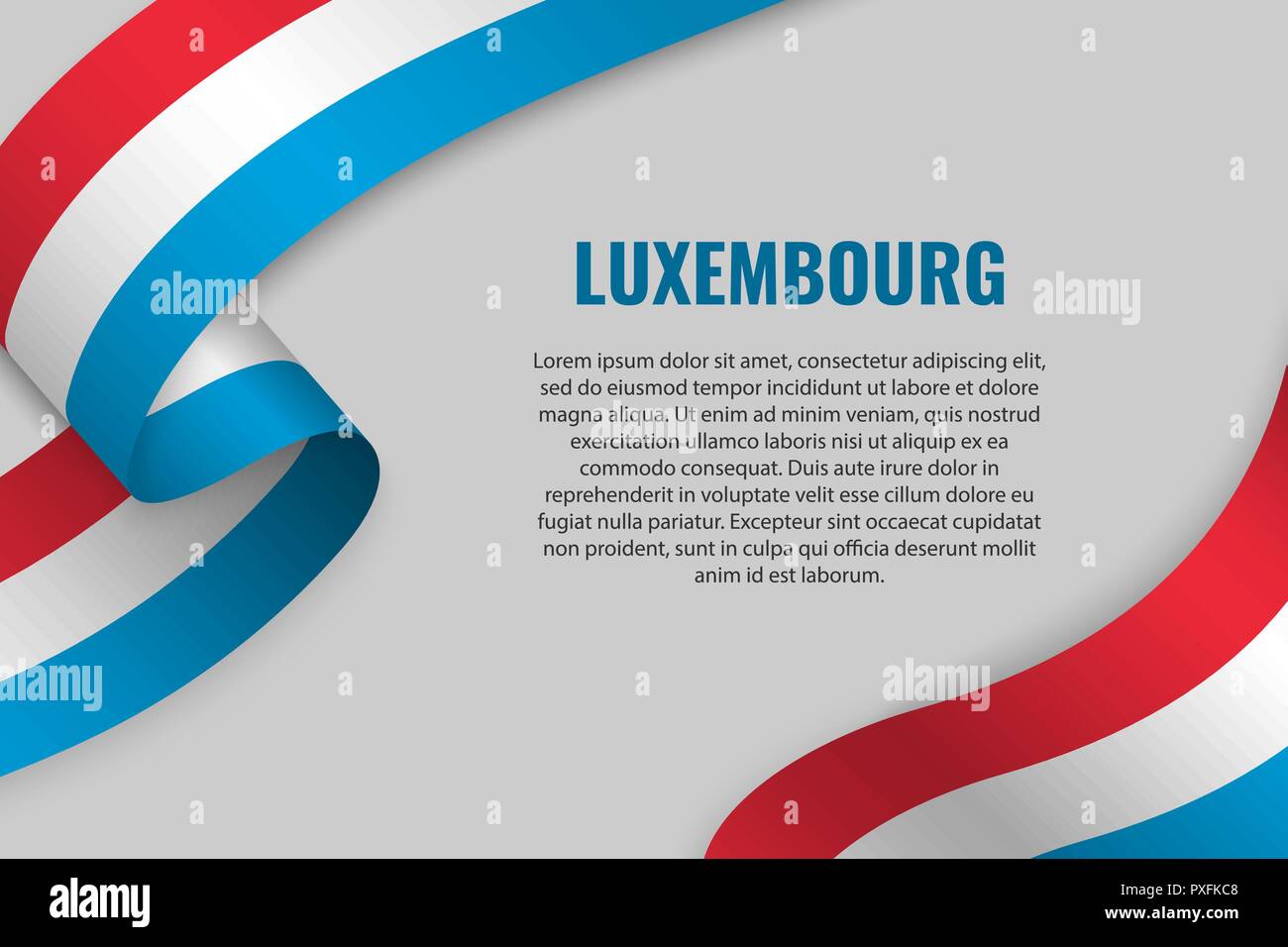 Waving ribbon or banner with flag of Luxembourg. Template for poster ...