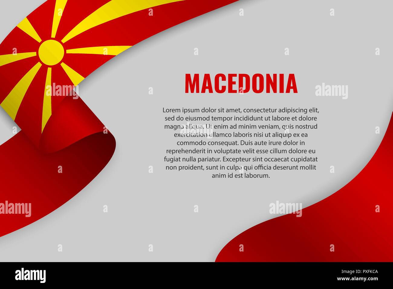 Waving ribbon or banner with flag of Macedonia. Template for poster ...