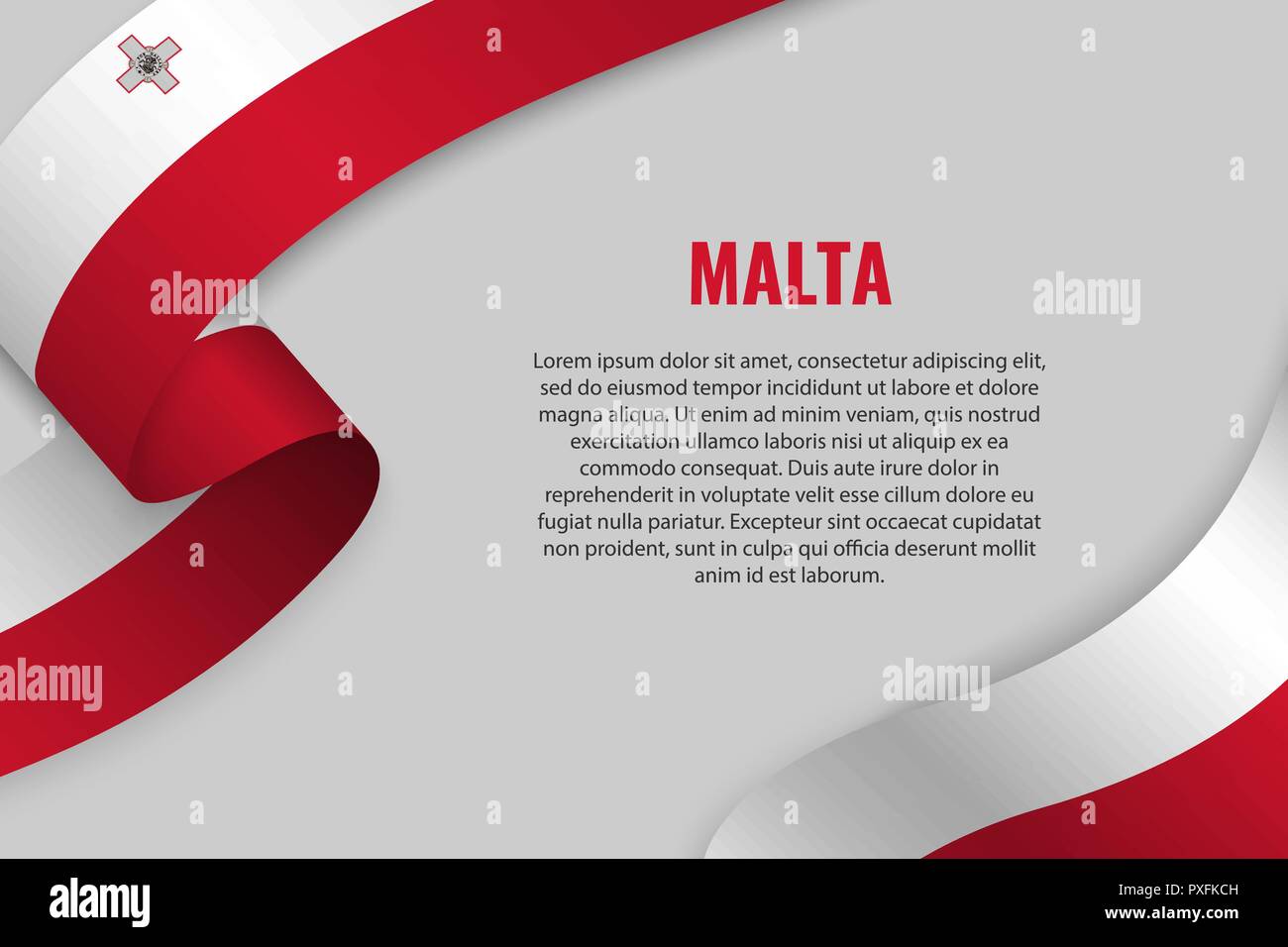 Waving ribbon or banner with flag of Malta. Template for poster design ...