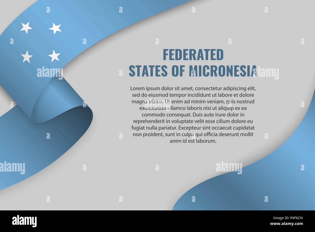 Waving ribbon or banner with flag of Federated States of Micronesia ...