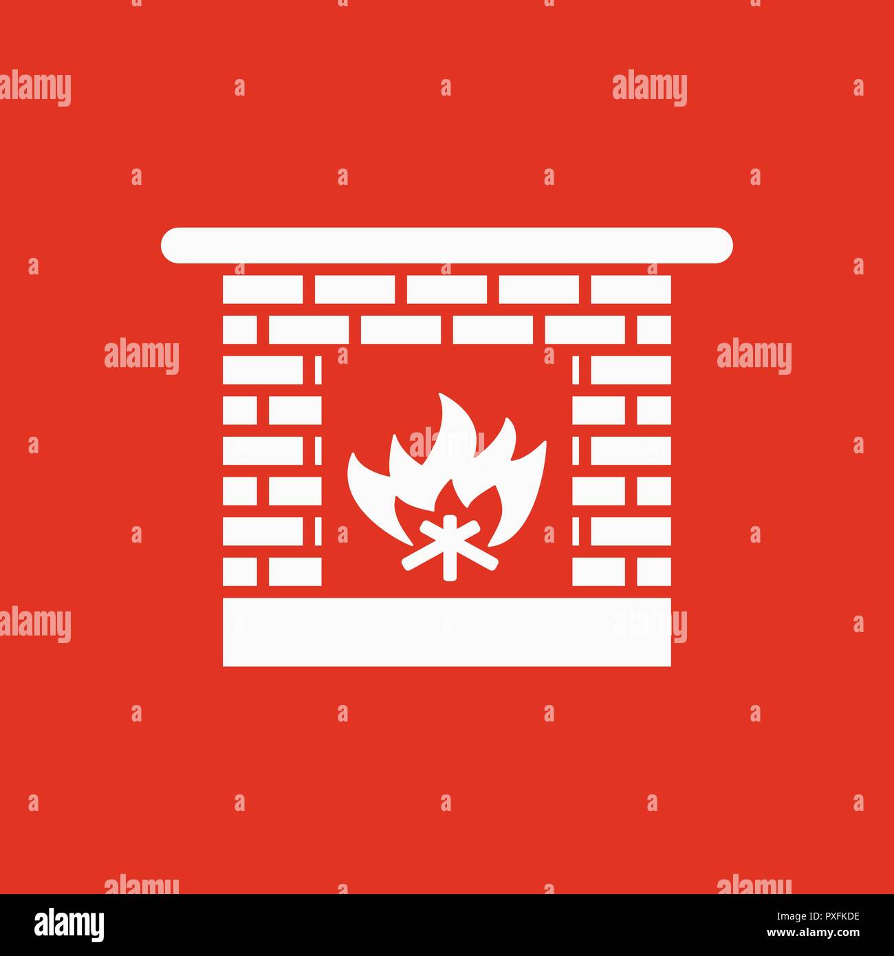 Fireplace icon. Hearth and chimney, fire, mantelpiece, heat symbol ...