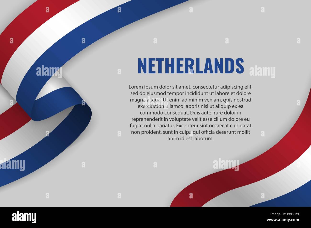 Waving ribbon or banner with flag of Netherlands. Template for poster ...