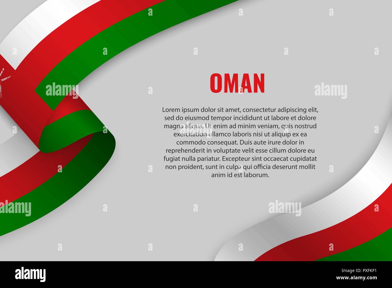 Waving ribbon or banner with flag of Oman. Template for poster design ...
