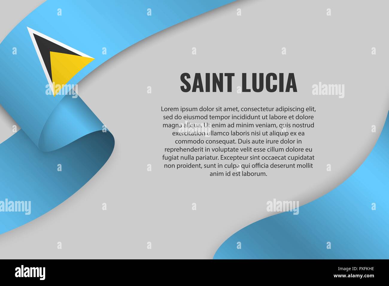 Waving ribbon or banner with flag of Saint Lucia. Template for poster ...