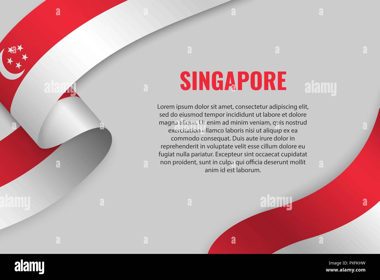 Waving ribbon or banner with flag of Singapore. Template for poster ...