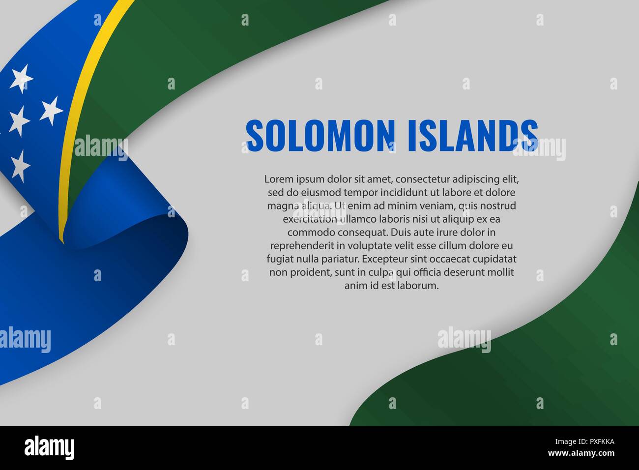 Waving ribbon or banner with flag of Solomon Islands. Template for poster design Stock Vector ...
