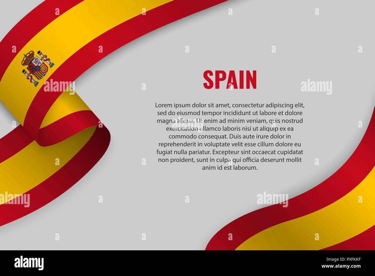 Waving ribbon or banner with flag of Spain. Template for poster design ...
