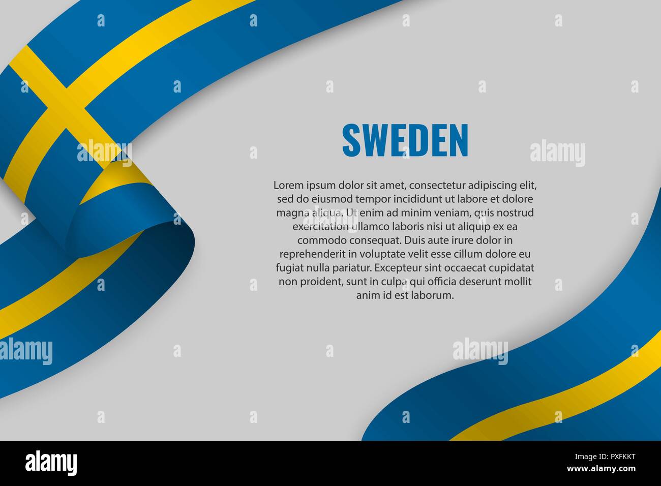 Waving ribbon or banner with flag of Sweden. Template for poster design ...