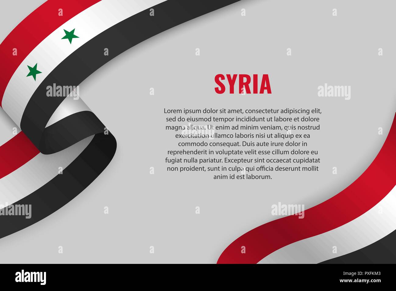 Waving ribbon or banner with flag of Syria. Template for poster design ...