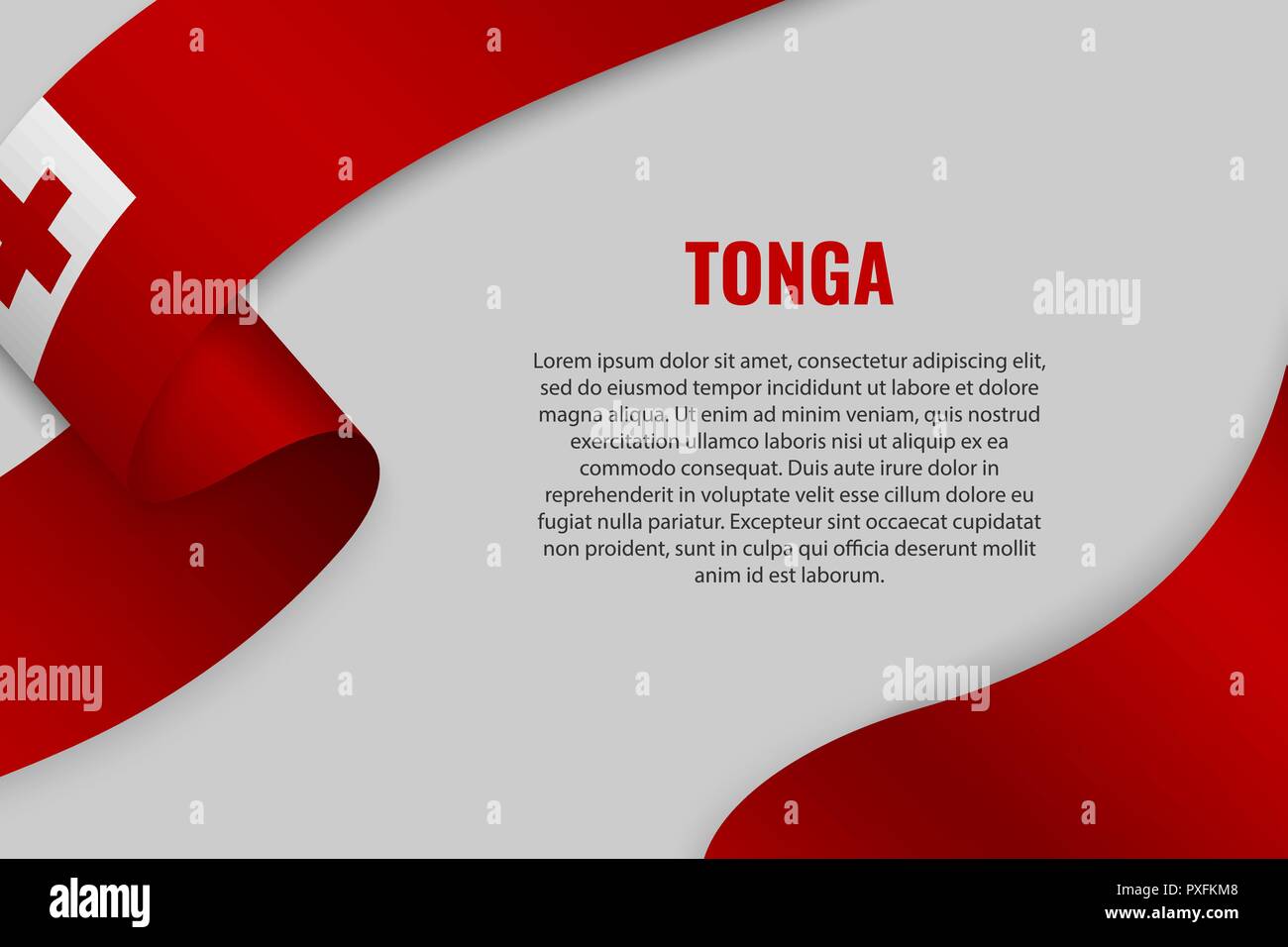 Waving ribbon or banner with flag of Tonga. Template for poster design ...